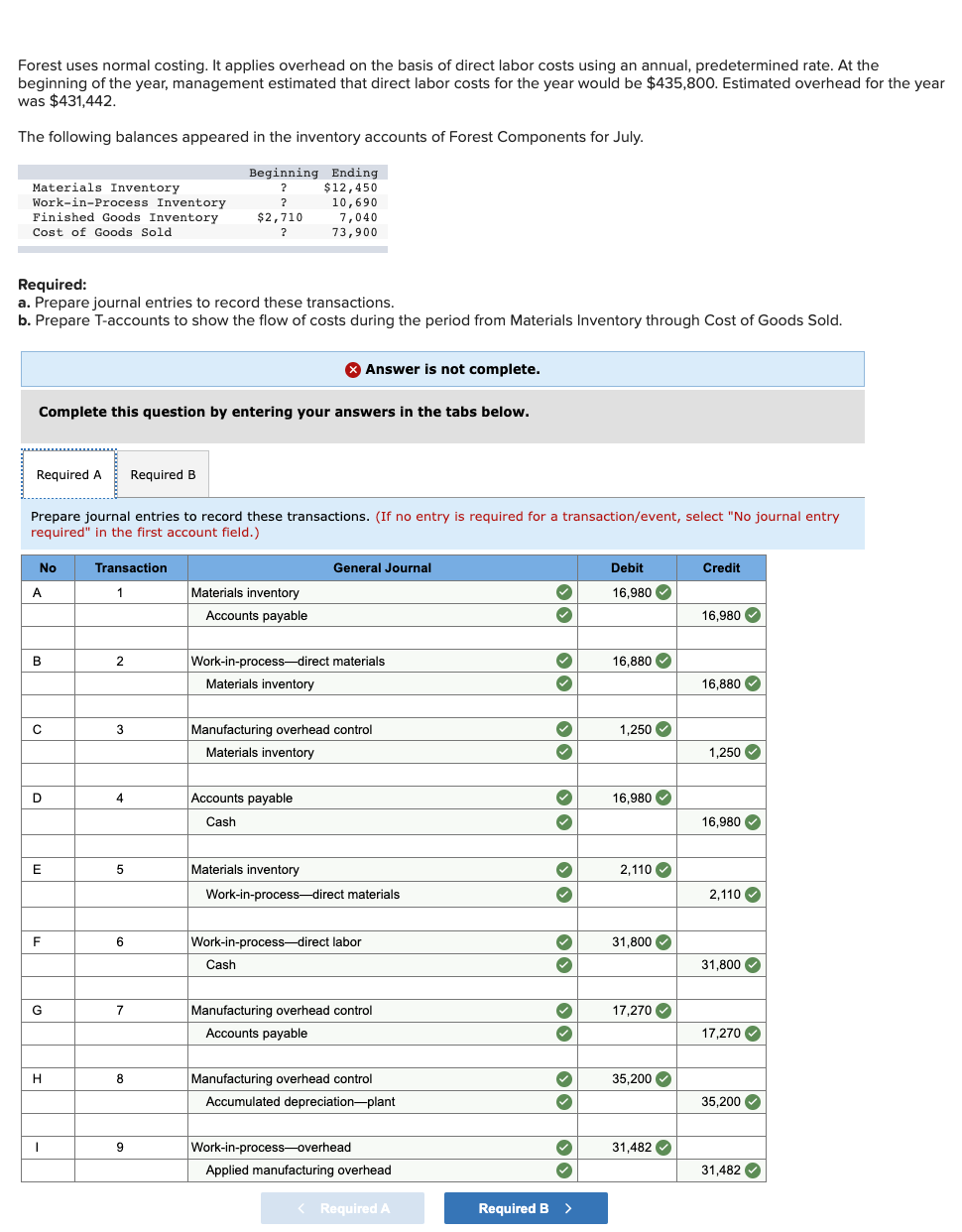 Materials Inventory Work-in-Process Inventory | Chegg.com