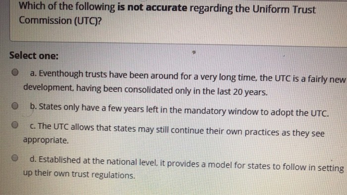 Solved Which of the following is not accurate regarding the | Chegg.com