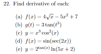 Solved Find derivative of | Chegg.com