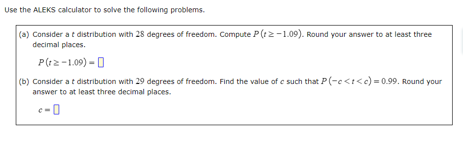 Use the ALEKS calculator to solve the following | Chegg.com