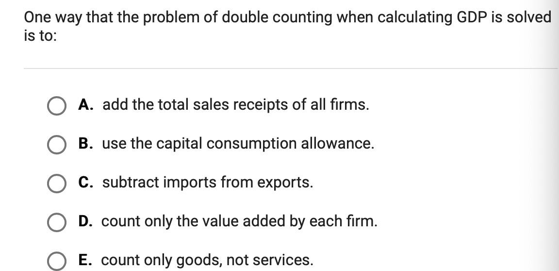 Solved One way that the problem of double counting when | Chegg.com