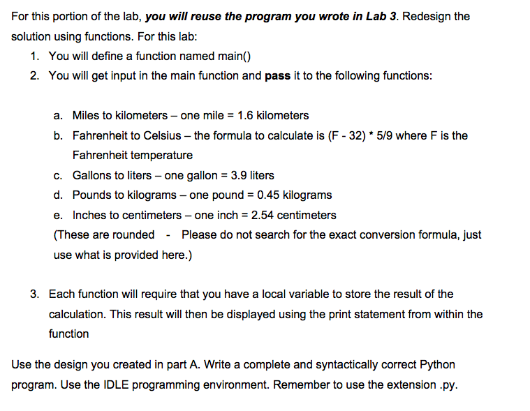 Solved Please help! Redesign the solution using functions. | Chegg.com