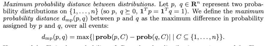 Maximum probability distance between distributions. | Chegg.com