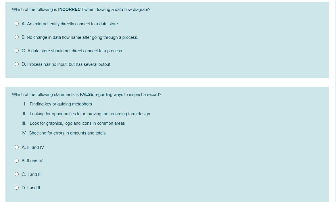 Solved Which of the following DFD/s contain NO ERROR? 20 10 | Chegg.com