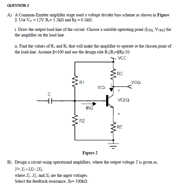 Solved A) A Common-Emitter amplifier stage used a voltage | Chegg.com