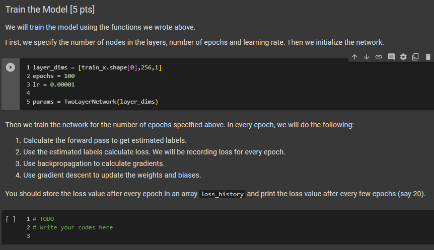Solved Train the Model [5 pts] We will train the model using | Chegg.com