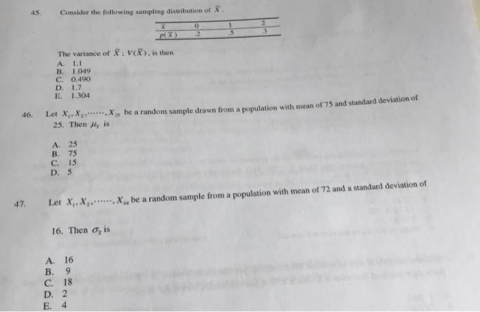 Solved 45. Consider the following sampling distribution of 0 | Chegg.com
