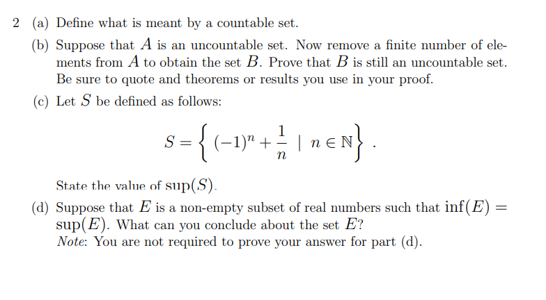 Solved (a) Define what is meant by a countable set. (b) | Chegg.com