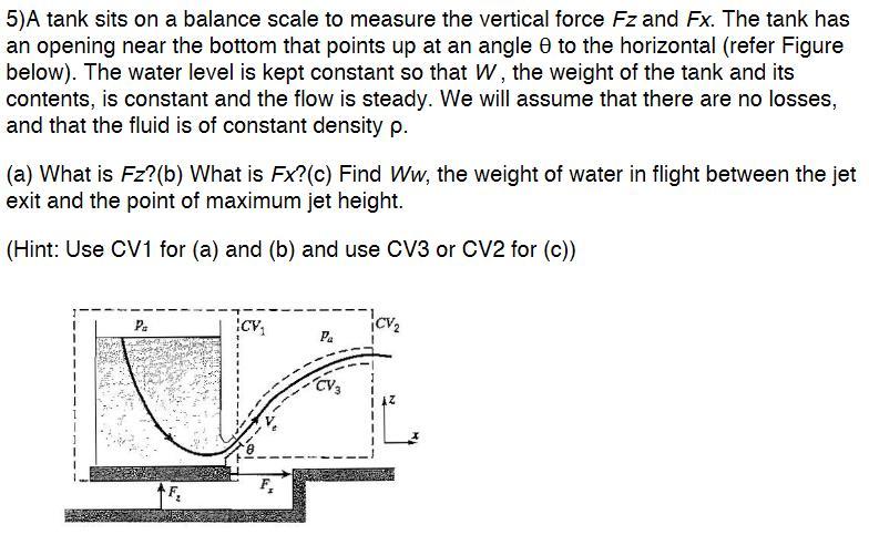 Solved 5)A tank sits on a balance scale to measure the | Chegg.com