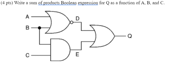 Solved 4 Pts Write A Sum Of Products Boolean Expression 