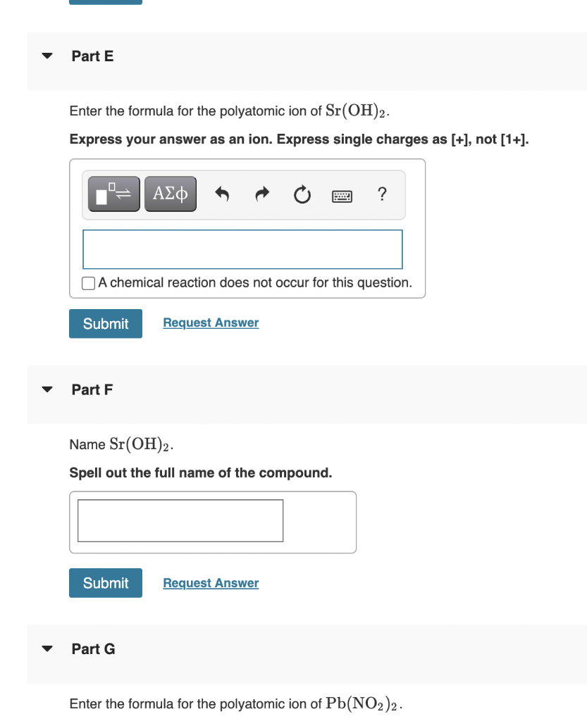 Solved Part G Enter the formula for the polyatomic ion of | Chegg.com
