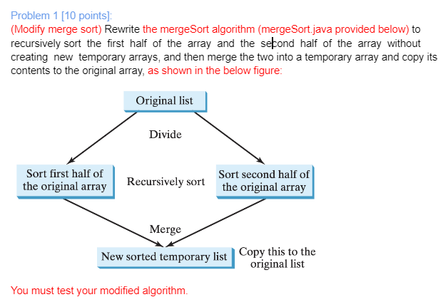 Solved Mergesort Class Below Public Class Mergesort 
