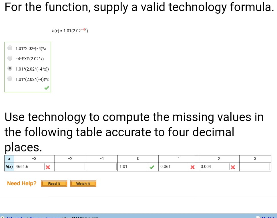 Solved For the function, supply a valid technology formula. | Chegg.com