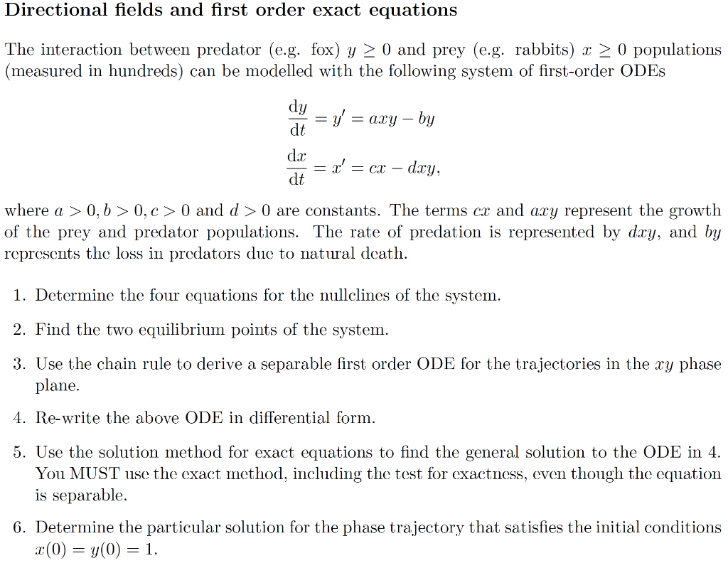 Solved Directional Fields And First Order Exact Equations
