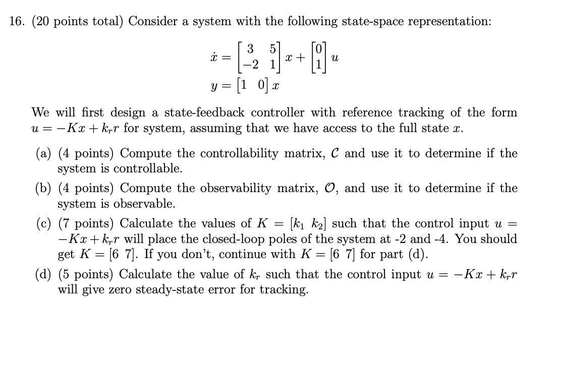 Solved (20 points total) Consider a system with the | Chegg.com
