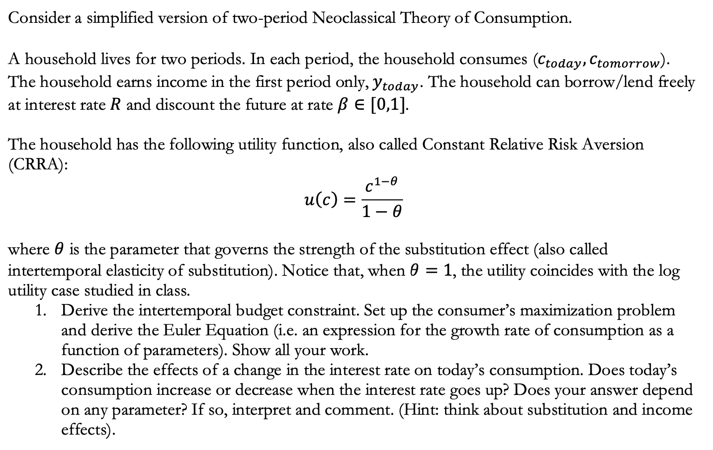 Solved Consider a simplified version of two-period | Chegg.com