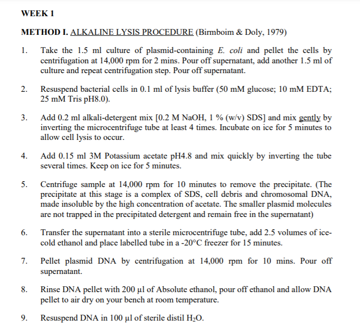 Solved Lab question: Alkaline Lysis is used to perform | Chegg.com