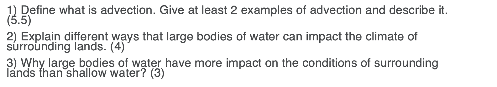 Solved 1) Define what is advection. Give at least 2 examples | Chegg.com
