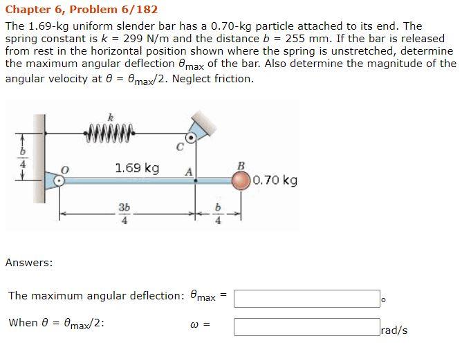 Solved Chapter 6, Problem 6/182 The 1.69-kg uniform slender | Chegg.com