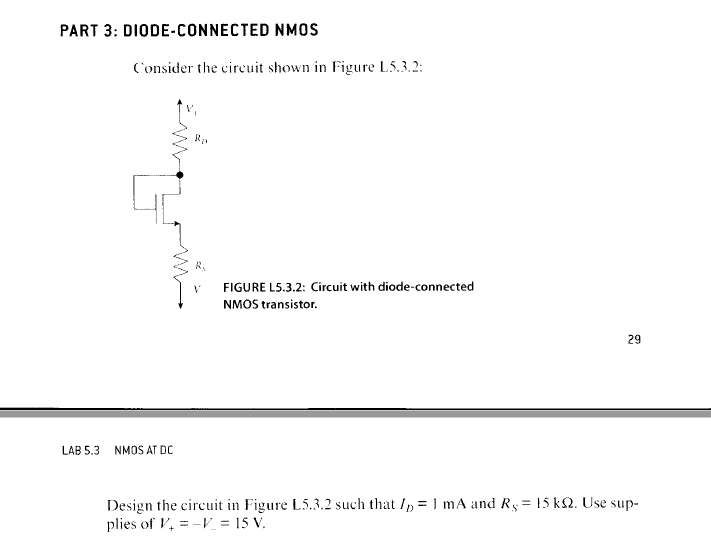 PART 3: DIODE-CONNECTED NMOS Consider the circuit | Chegg.com