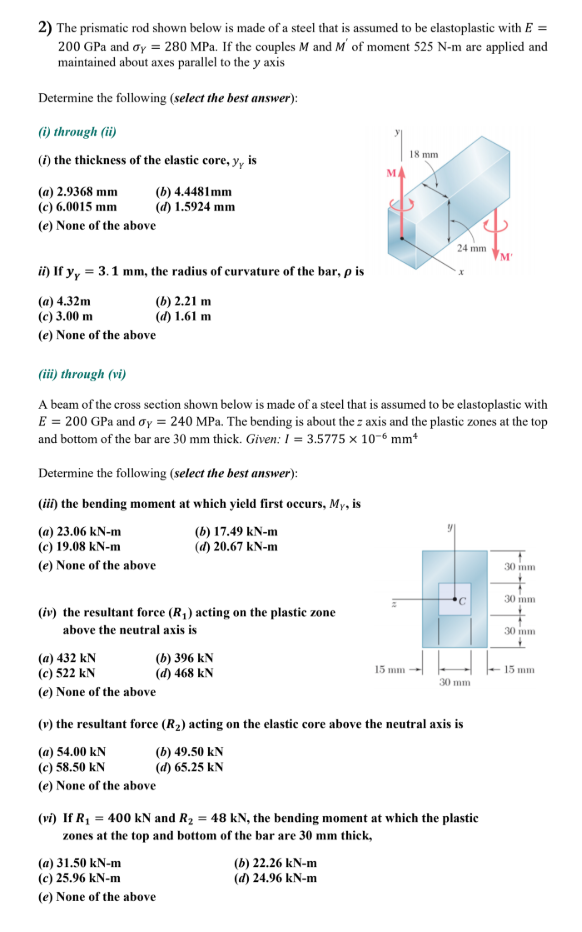 Solved 2) The prismatic rod shown below is made of a steel | Chegg.com