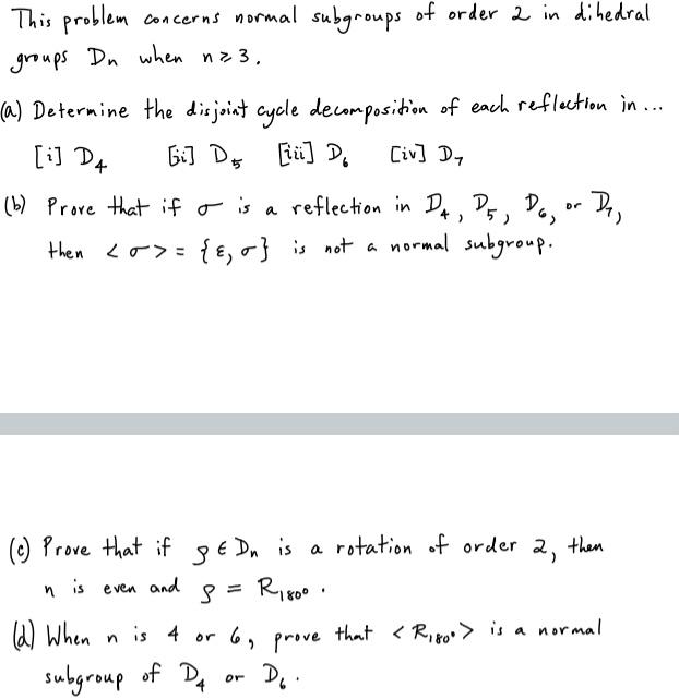 Solved This problem concerns normal subgroups of order 2 in | Chegg.com