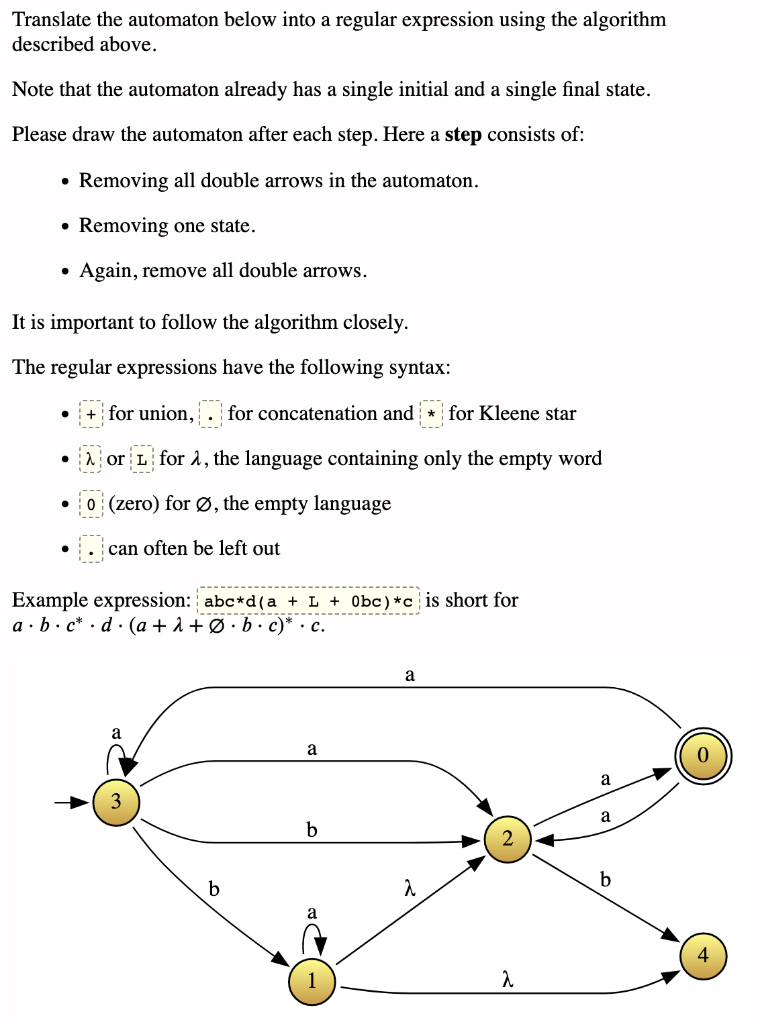 Solved A: Please write each step of the NFA to Regex | Chegg.com