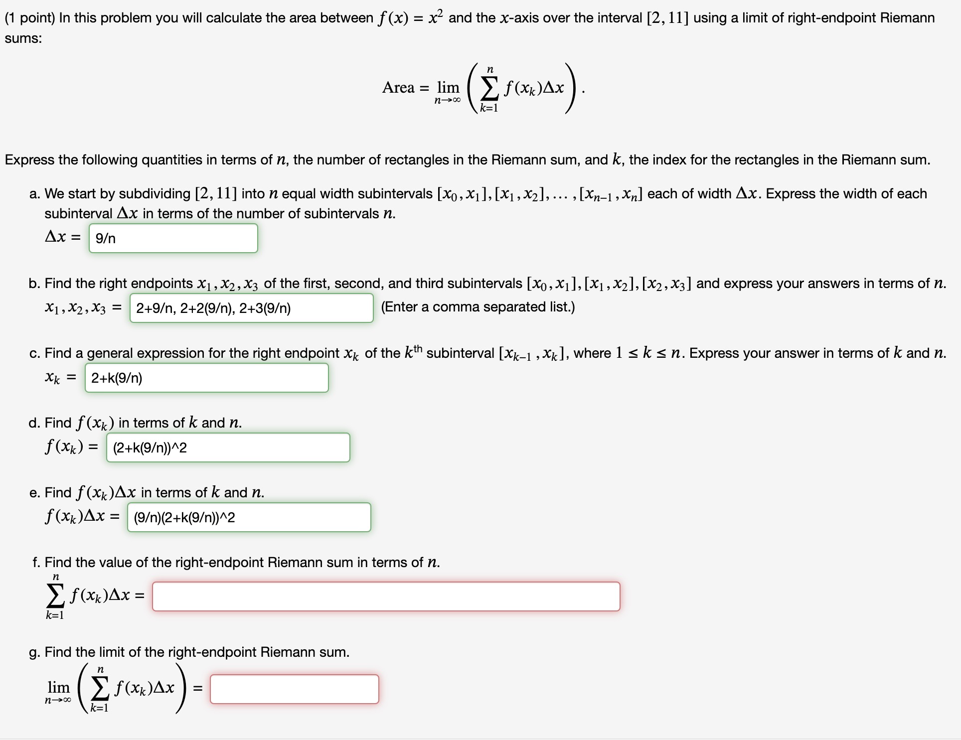 Solved (1 ﻿point) ﻿In this problem you will calculate the | Chegg.com