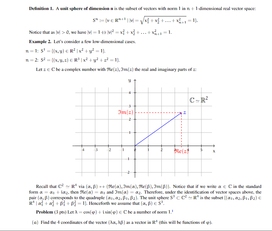 Solved Definition 1. A unit sphere of dimension n is the | Chegg.com