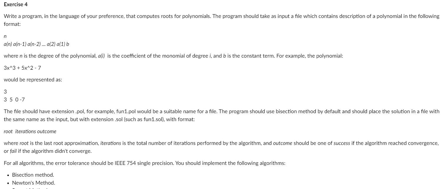 Solved Exercise 4 Write a program, in the language of your | Chegg.com