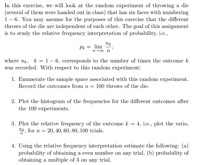 Solved In this exercise, we will look at the random | Chegg.com