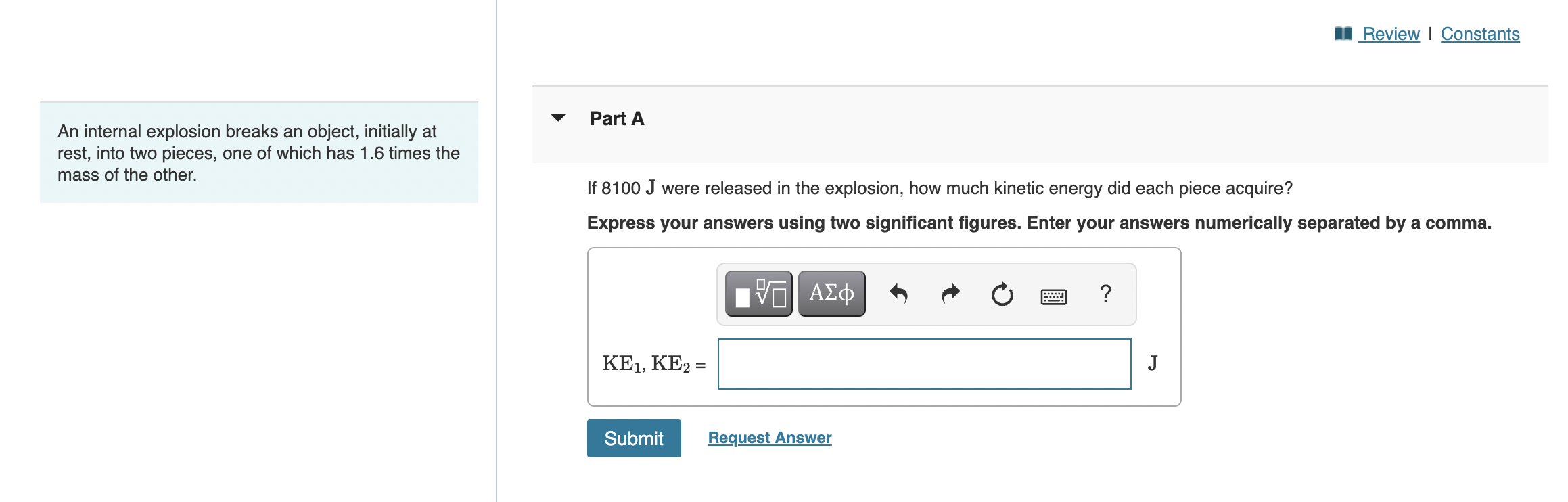 Solved An internal explosion breaks an object, initially at | Chegg.com