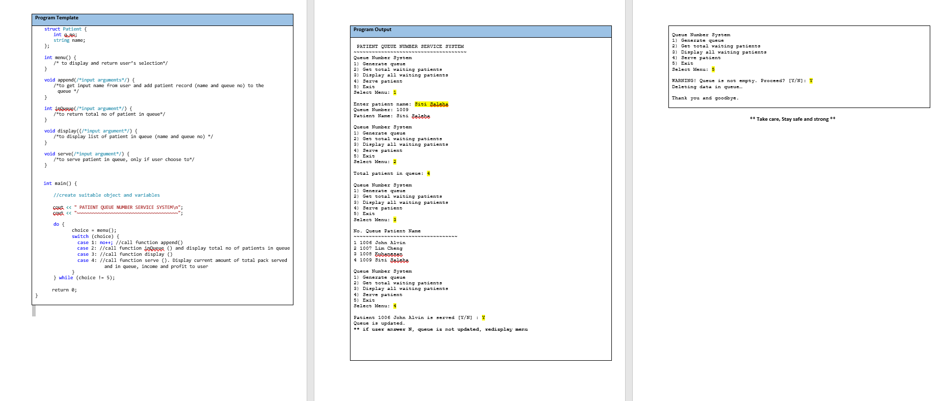 Solved Question Referring to Program Template and Program | Chegg.com