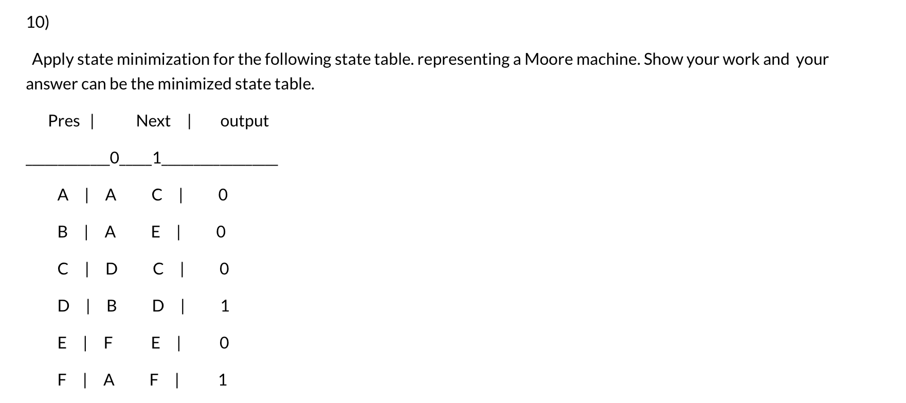 Solved 9 Apply State Minimization For The Following State