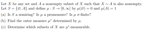 Solved Let X be any set and A a nonempty subset of X such | Chegg.com