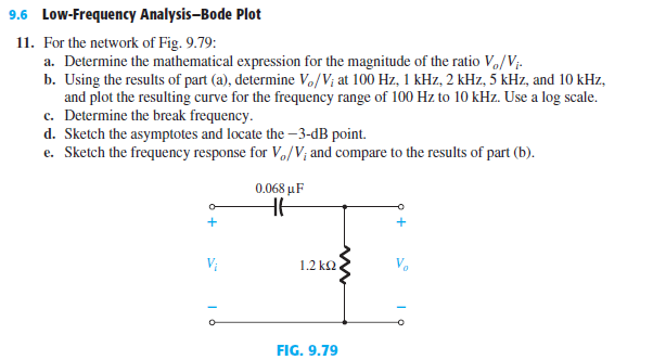 Solved Low-Frequency Analysis-Bode Plot 11. For the network | Chegg.com
