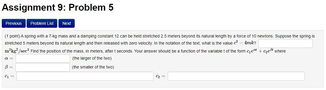 Solved Assignment 9: Problem 5 Previous Problem List Next (1 | Chegg.com