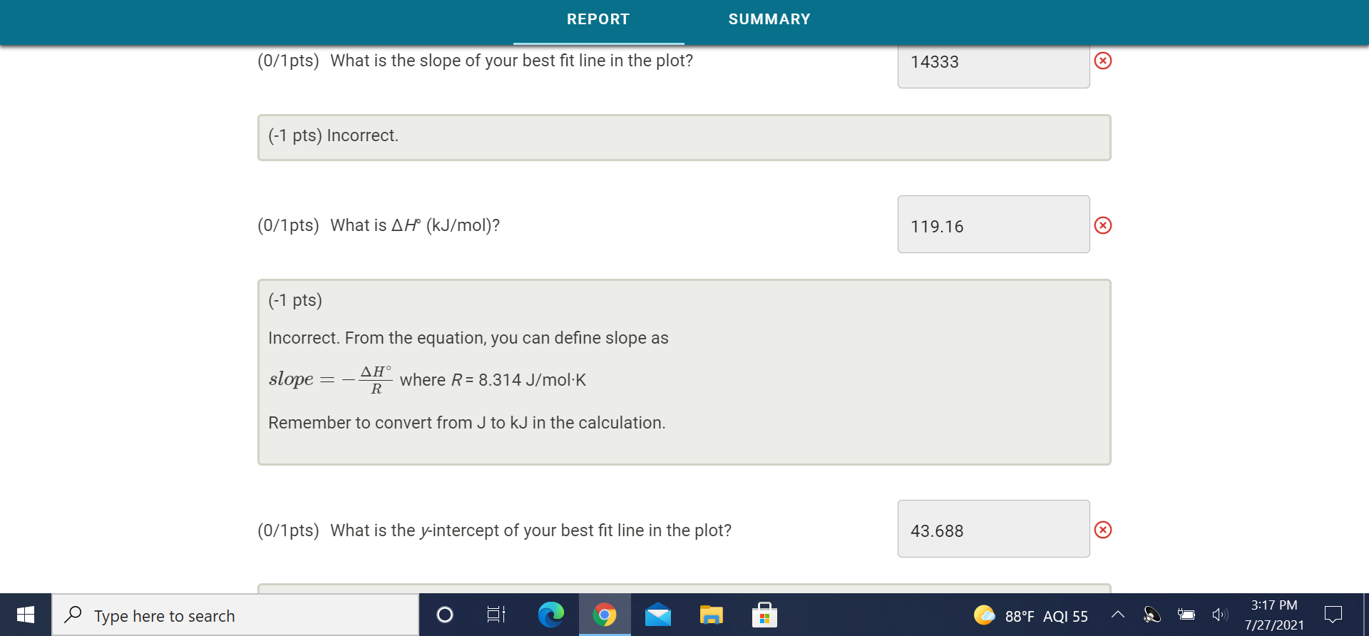 Solved REPORT SUMMARY Table 2. Calculations Table view List | Chegg.com