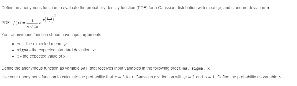 Solved Define An Anonymous Function To Evaluate The 