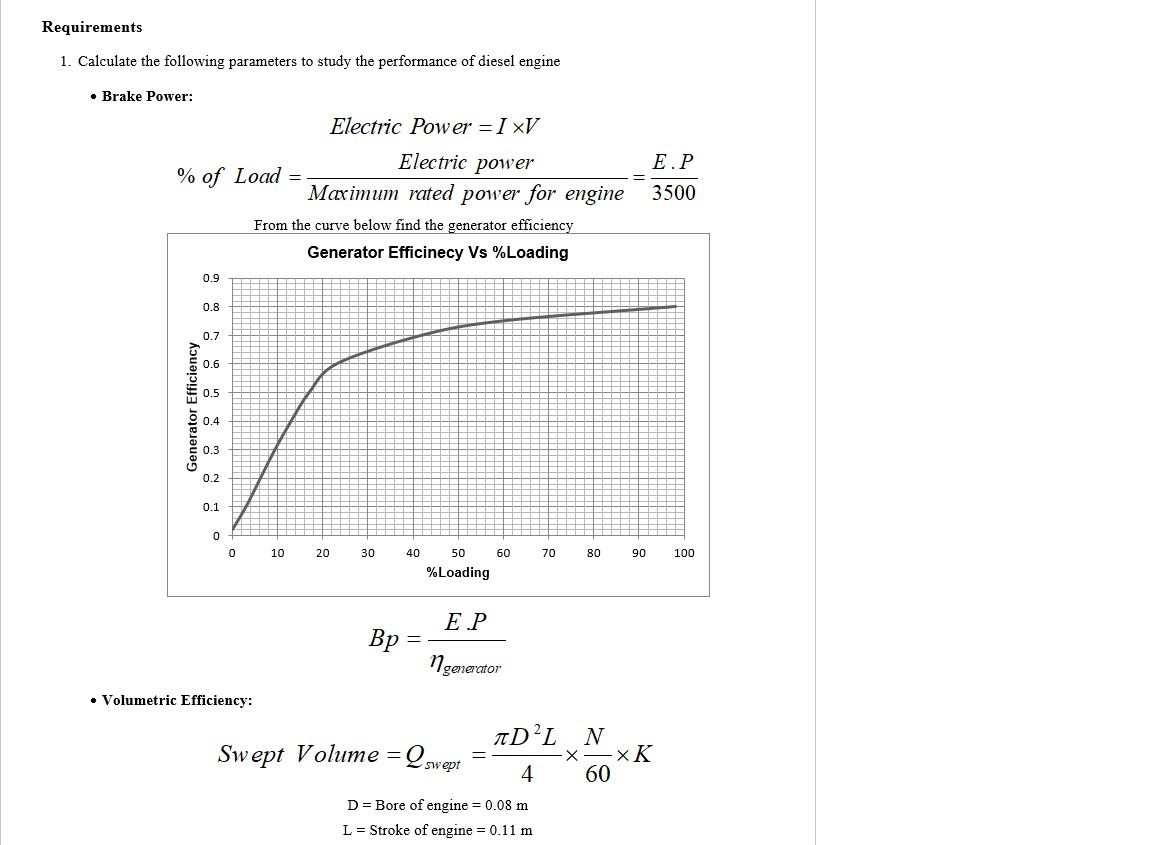 Solved Generator Efficinecy Vs %Loading for a Diesel | Chegg.com