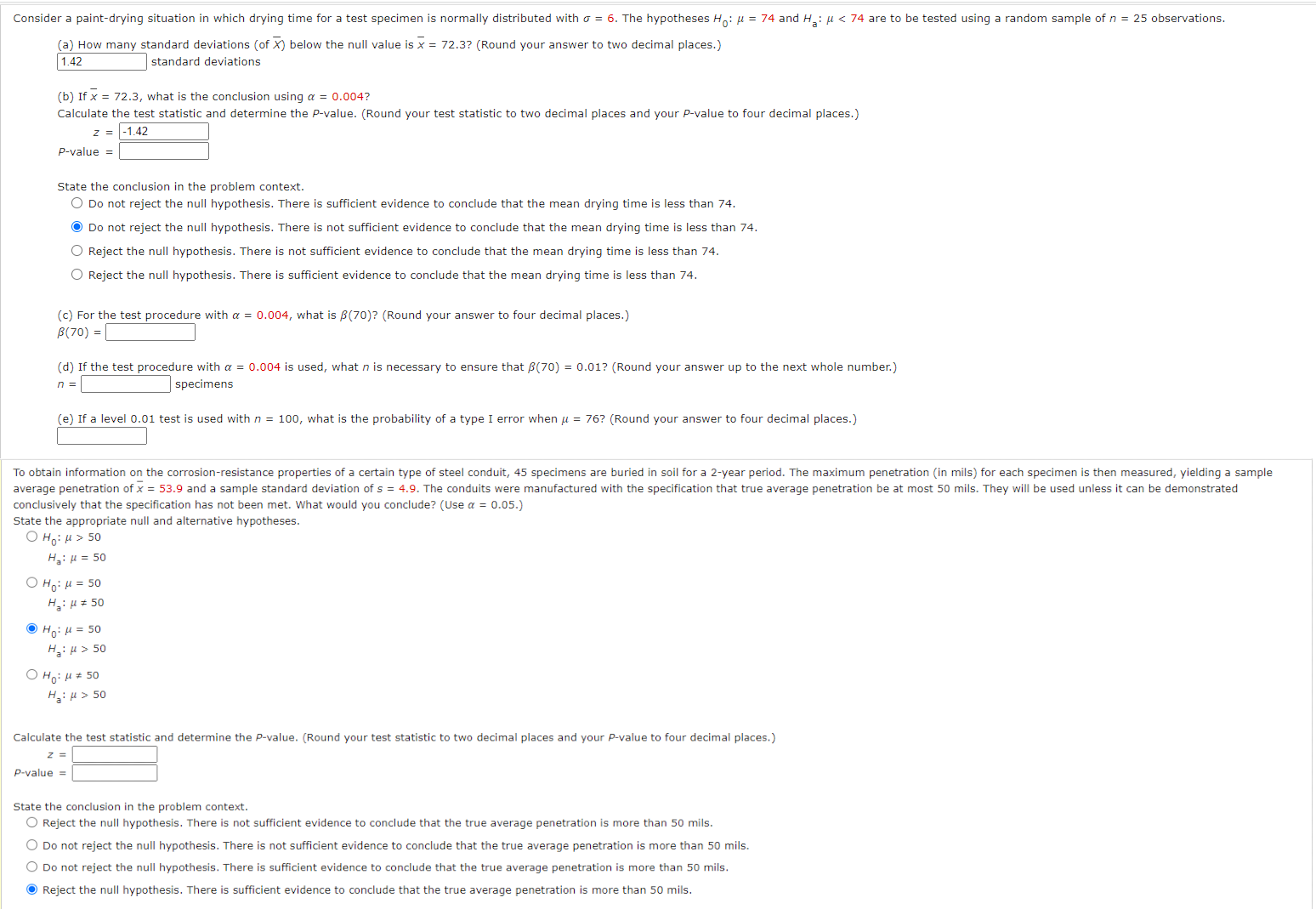 Solved (a) How many standard deviations (of xˉ ) below the | Chegg.com