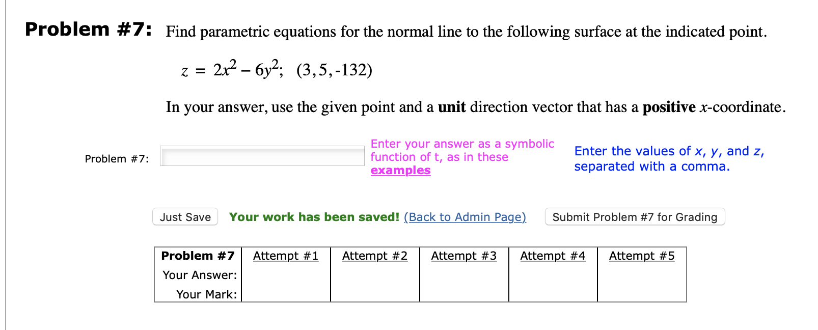 Solved Problem #7: Find parametric equations for the normal | Chegg.com