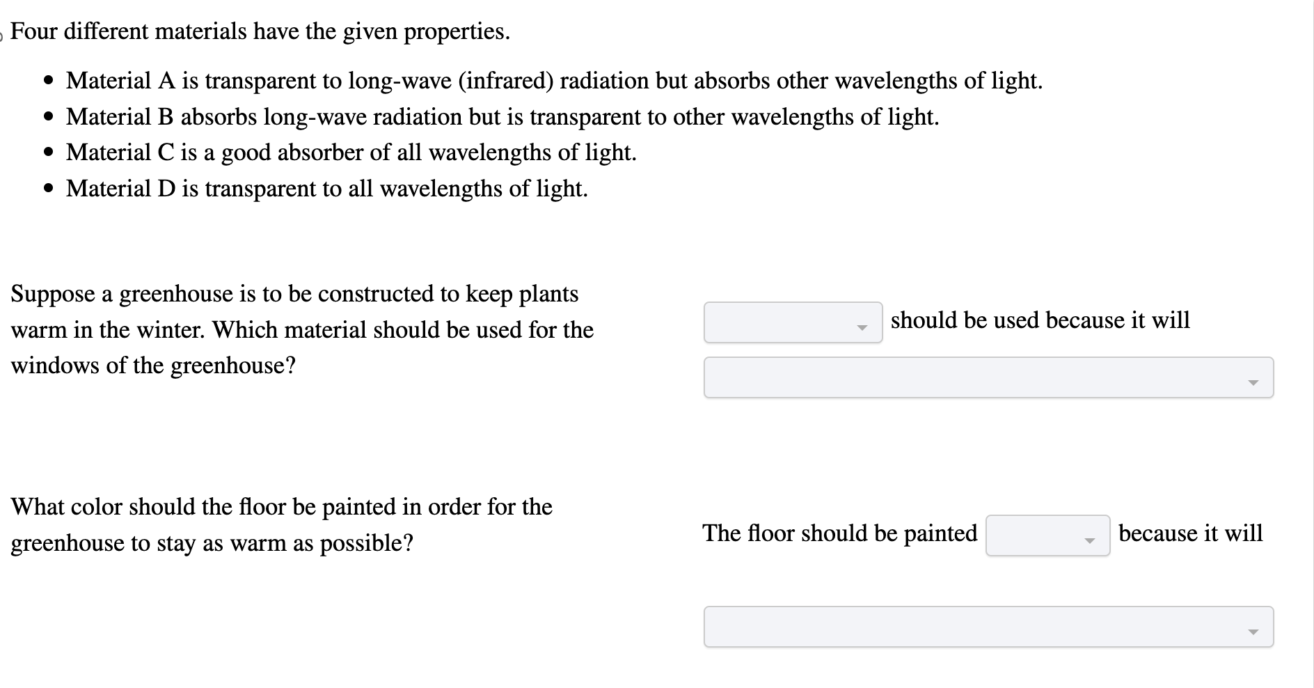 Solved Four different materials have the given | Chegg.com