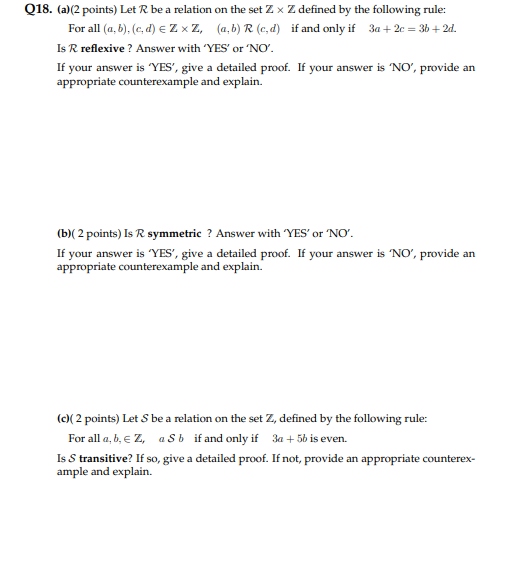 Solved Q18. (a)( 2 points) Let R be a relation on the set | Chegg.com