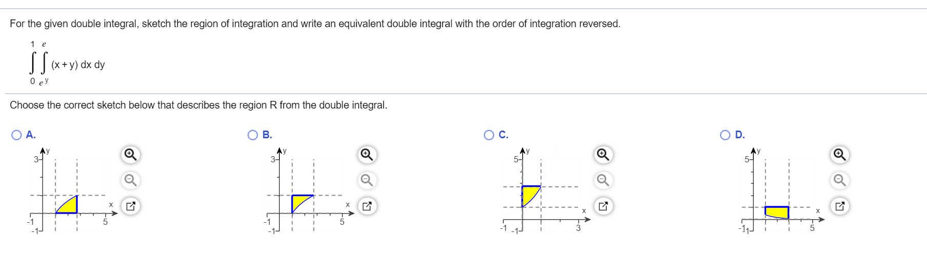 Solved For the given double integral, sketch the region of | Chegg.com
