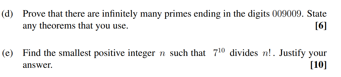 Solved (d) Prove that there are infinitely many primes | Chegg.com