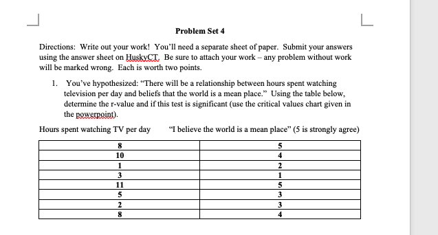 Solved L Problem Set 4 Directions: Write out your work! | Chegg.com