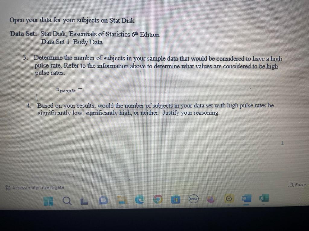 pen your data for your subjects on Stat Disk ata Set: | Chegg.com