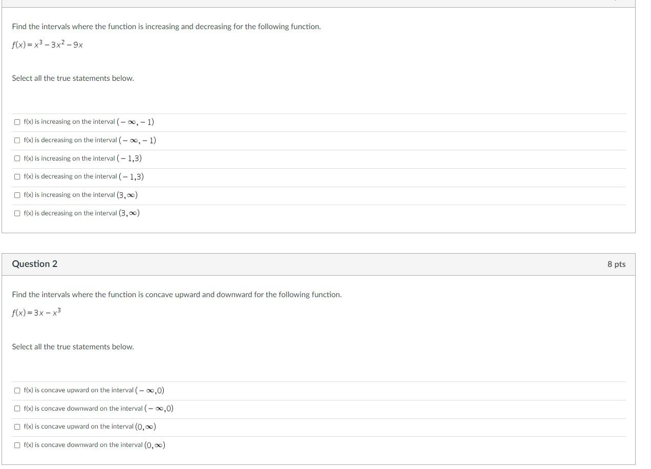Solved Find the intervals where the function is increasing | Chegg.com
