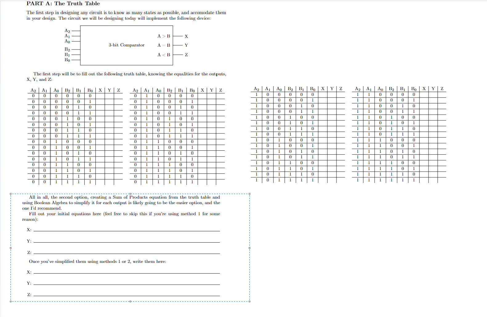 PART A: The Truth Table The first step in designing | Chegg.com